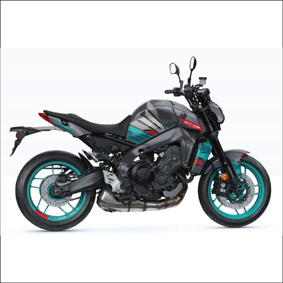 Yamaha MT09 Graphic Kit: Grey & Turquoise Vinyl Wrap (2014-2024) - Etsy