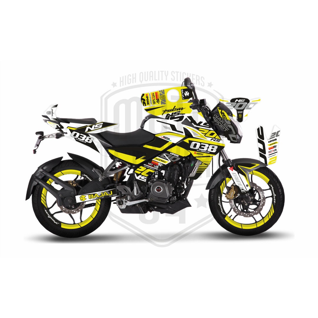 Flou Graphic Kit for Bajaj Pulsar NS200, Bold Custom Decals With Wheel ...