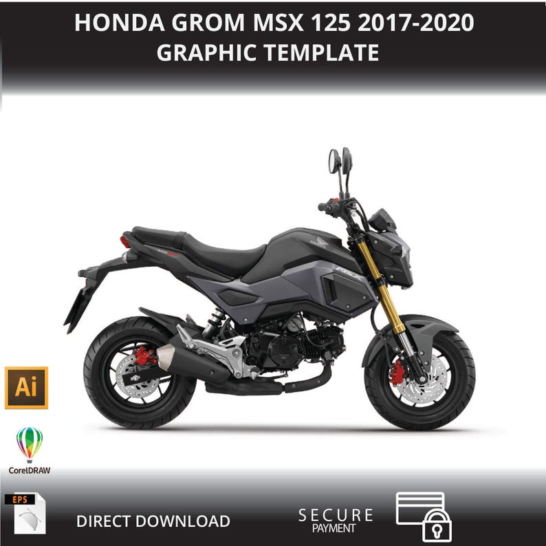 HONDA GROM MSX 125 2017-2020 Motorcycle 1:1 Vector Graphic Template - Etsy