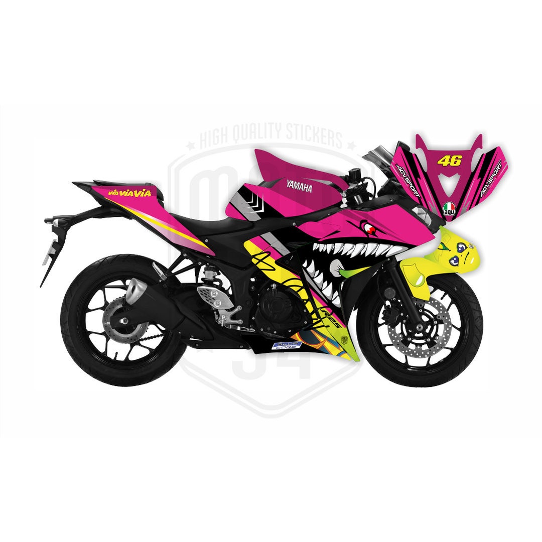 Yamaha R3 2014-2018 Rossi Shark Theme Decal Wrap Graphic Kit - Etsy