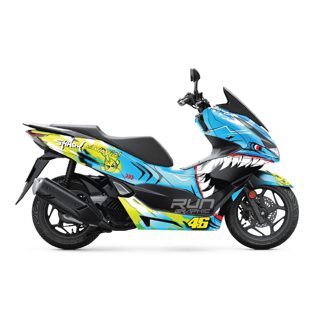 Graphic Kit for Honda PCX 125 2020 - 2024 | Angry Shark Theme Decal ...
