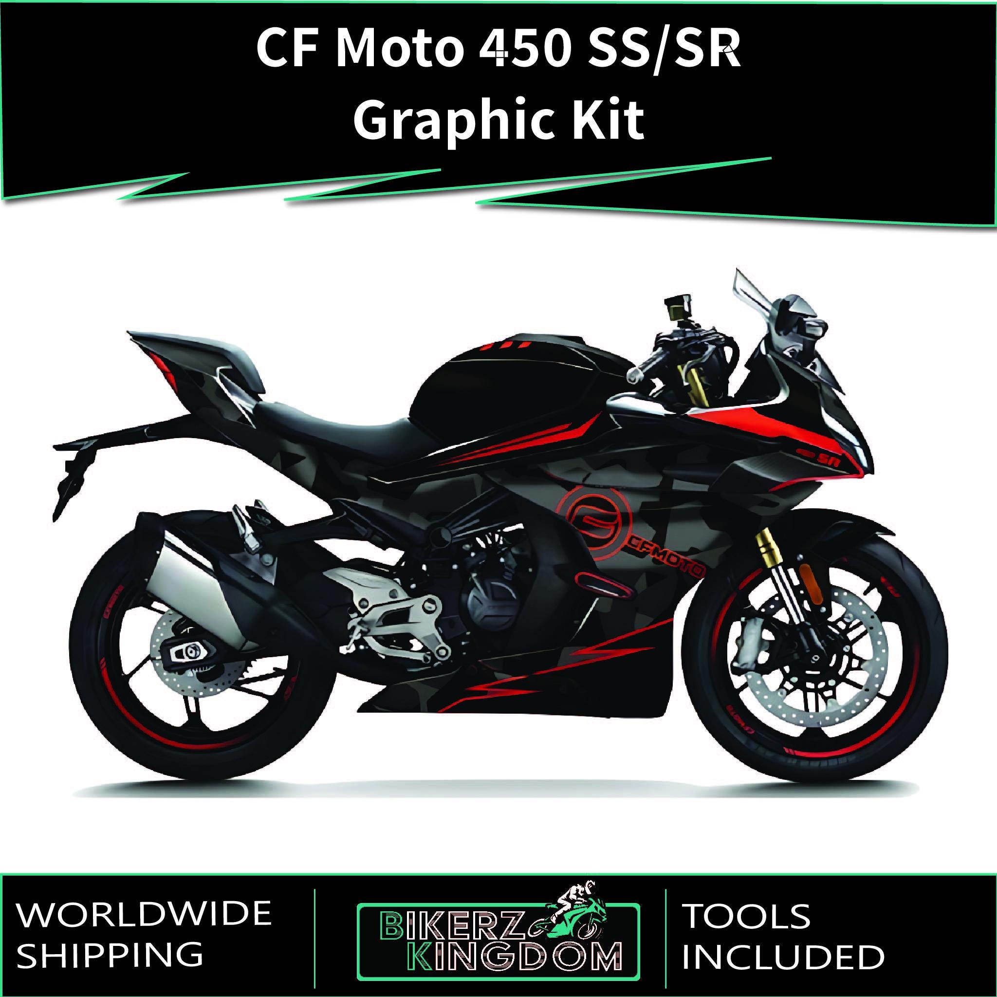 CF Moto 450 SR/SS Graphic Kit: Black & Red Decals - Etsy