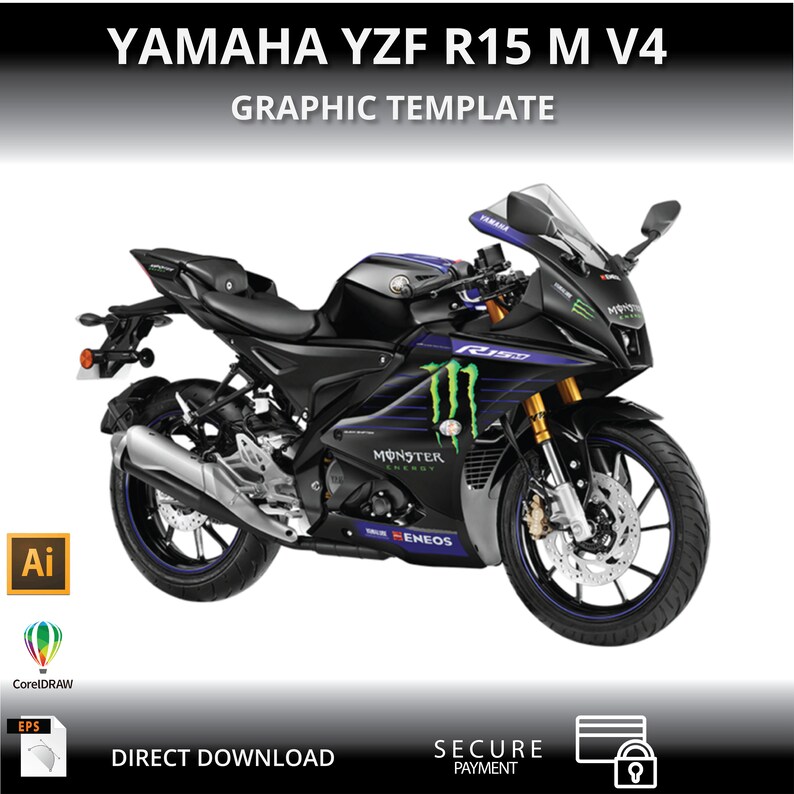 YAMAHA YZF R15 M V4 Motorcycle 1:1 Vector Graphic Template - Etsy