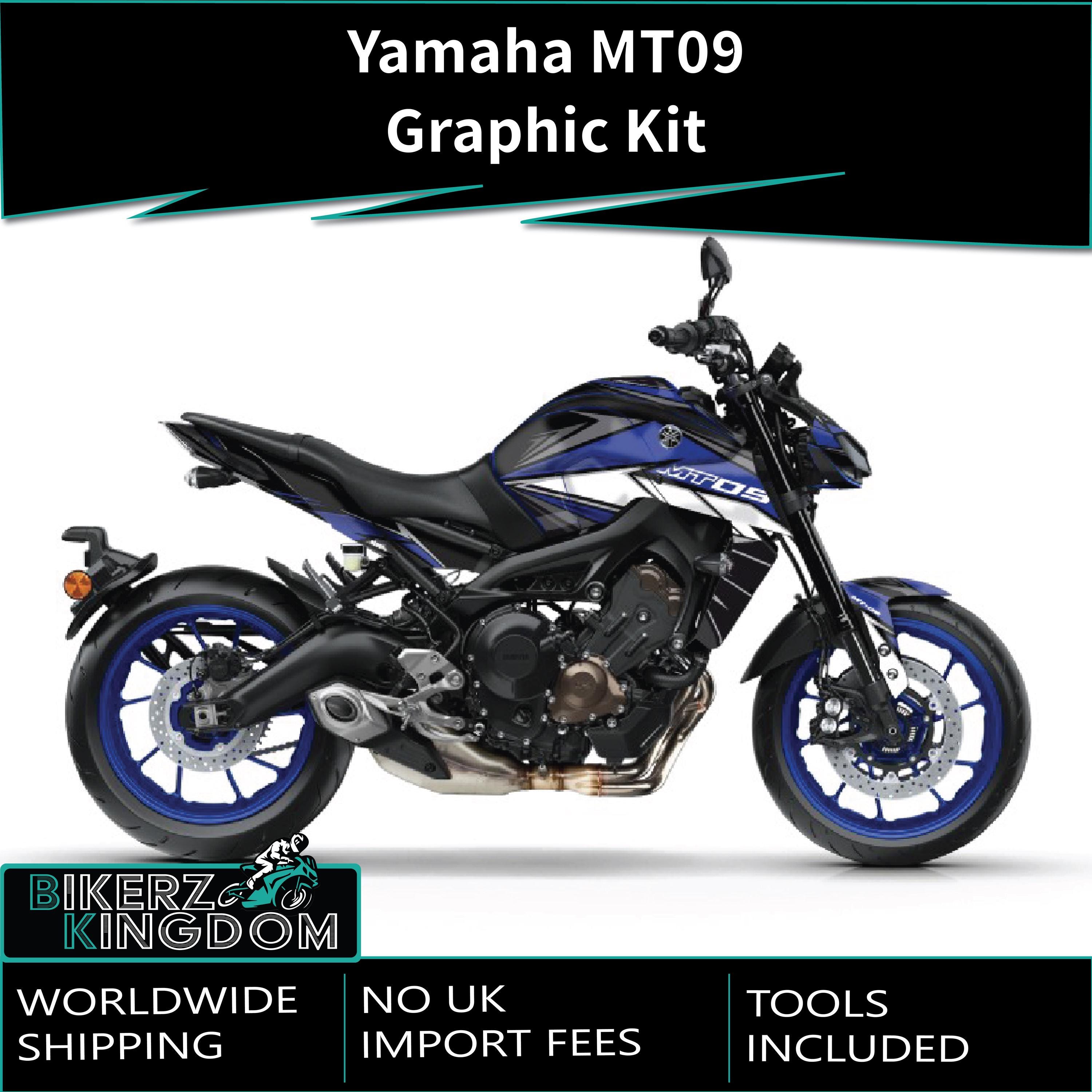 Yamaha MT09 Blue and White Graphic Kit 2014-2024 Models Motorcycle ...