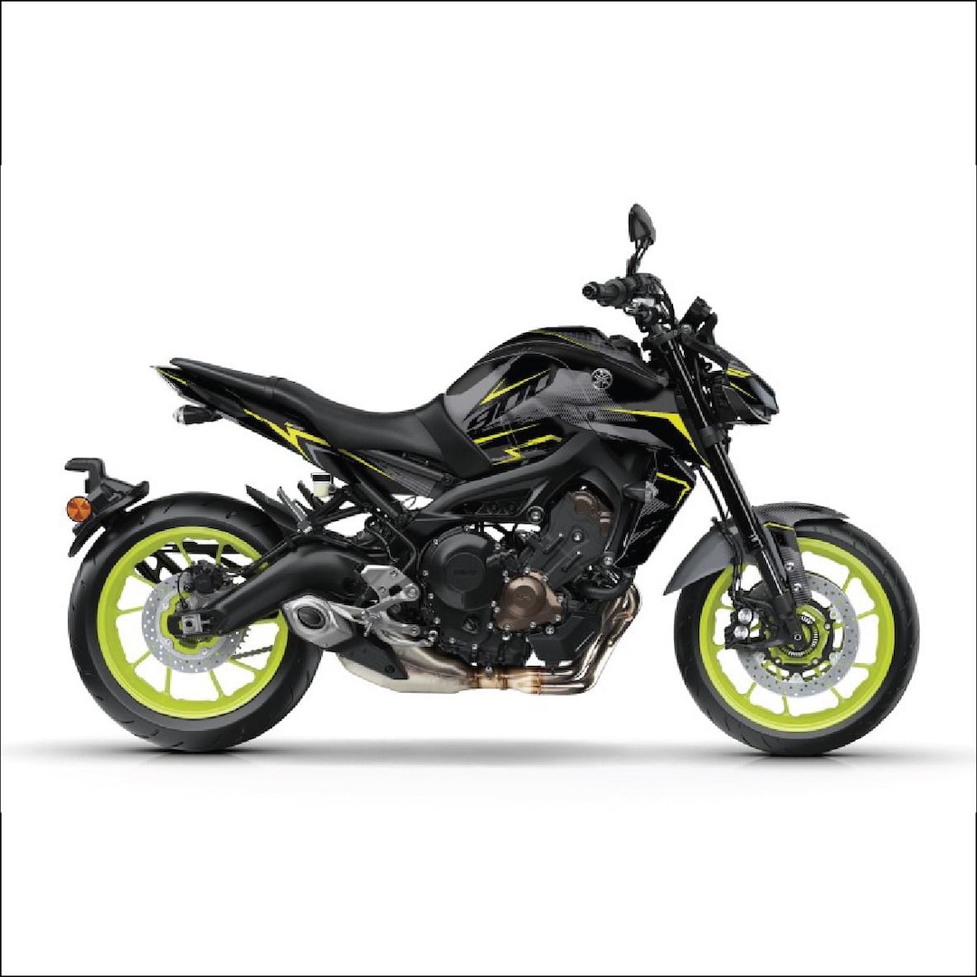 MT09 Graphics Black and Yellow Yamaha Decal Set, Eye-catching Stickers ...