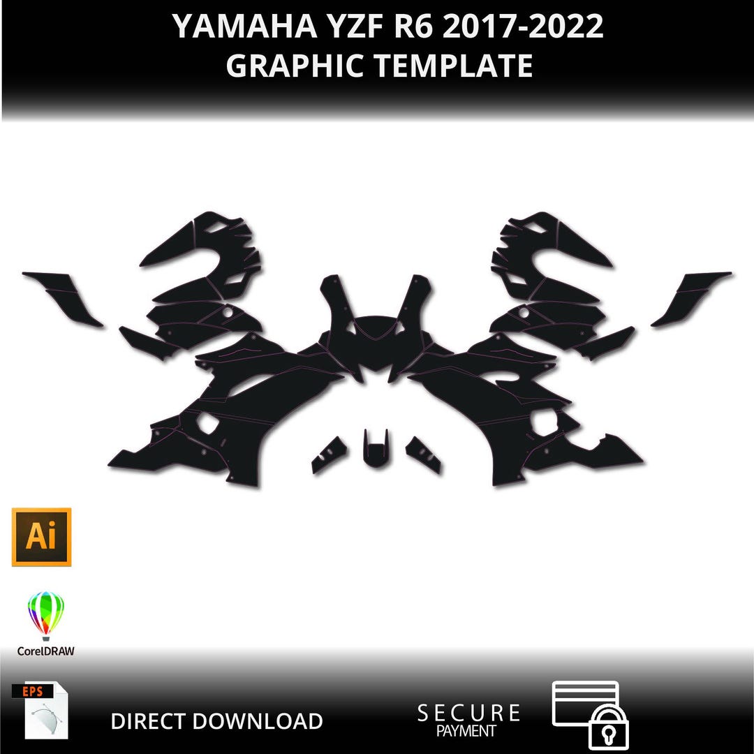 YAMAHA YZF R6 2017-2022 Motorcycle 1:1 Vector Graphic Template - Etsy