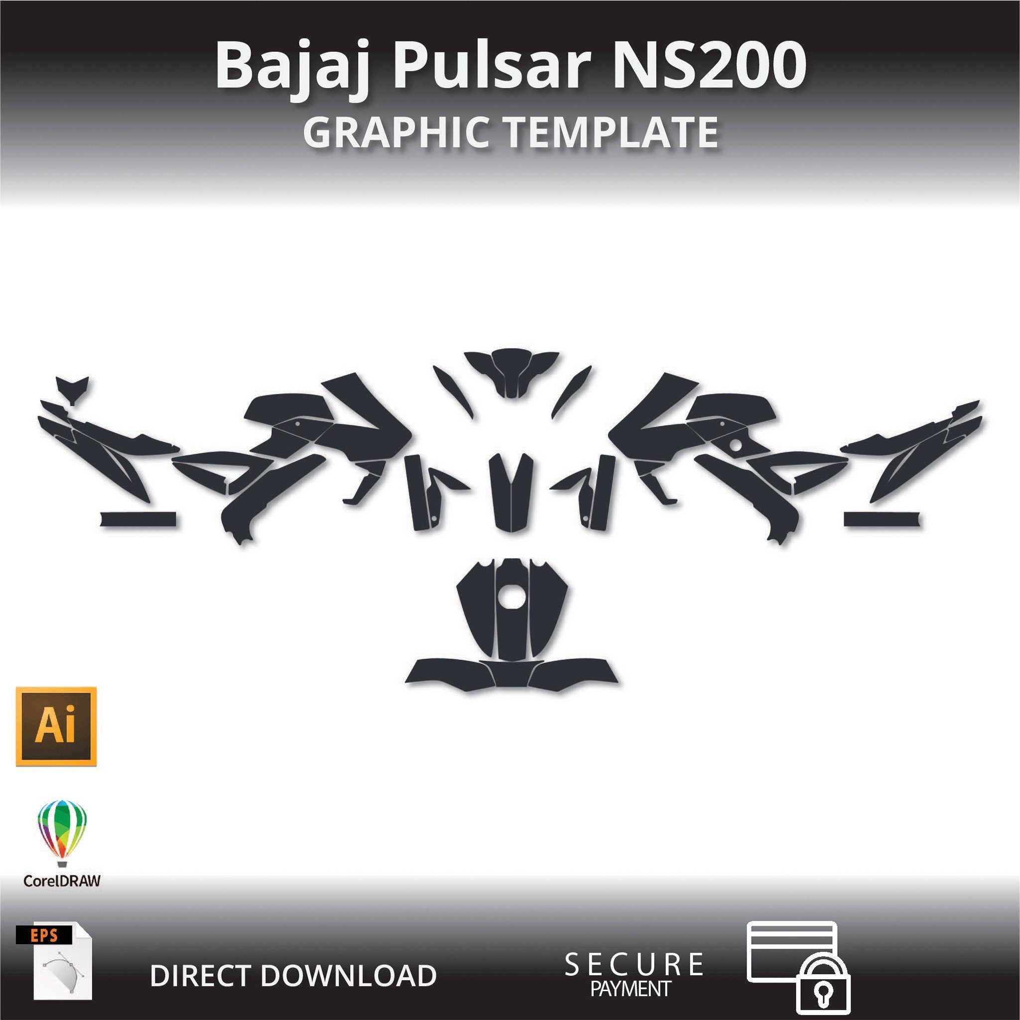 Bajaj Pulsar NS200 Motorcycle 1:1 Vector Graphic Template - Etsy