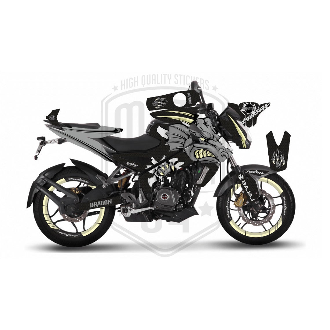 Bajaj Pulsar NS200 Dragon Theme Graphic Kit With Wheel Rim Stickers ...