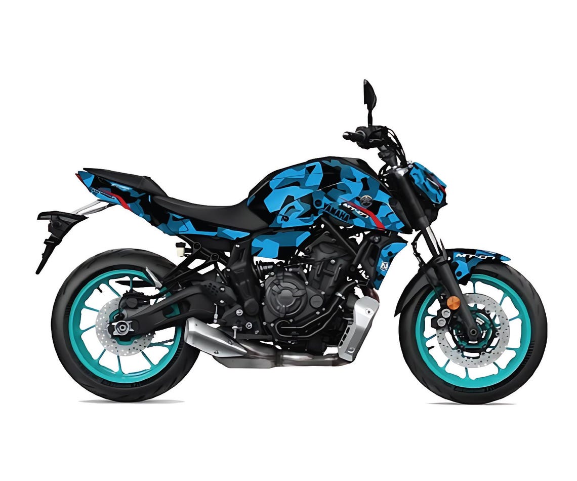 Yamaha MT07 Graphic Kit Fits 2014-2024 Models Camo Turquoise Motorcycle ...