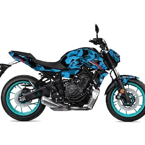 Yamaha MT07 Graphic Kit Fits 2014-2024 Models Camo Turquoise Motorcycle ...