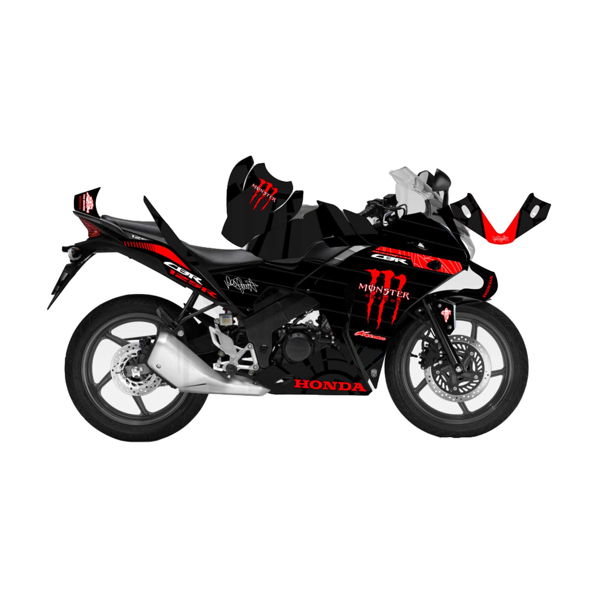 Honda CBR 125 2011-2017 Monster Energy Theme Graphic Kit Decal Wrap Set ...
