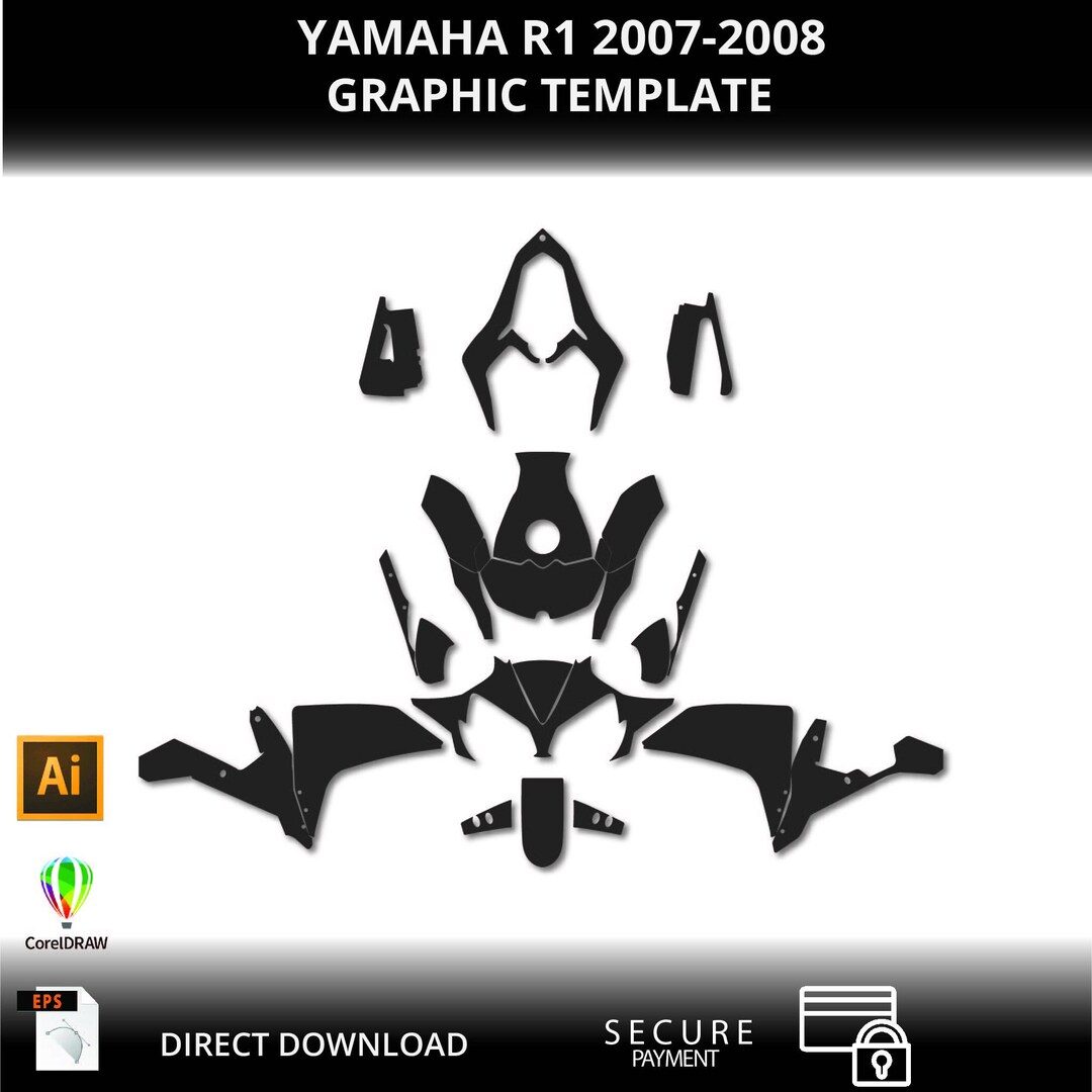 YAMAHA R1 2007-2008 Motorcycle 1:1 Vector Graphic Template - Etsy