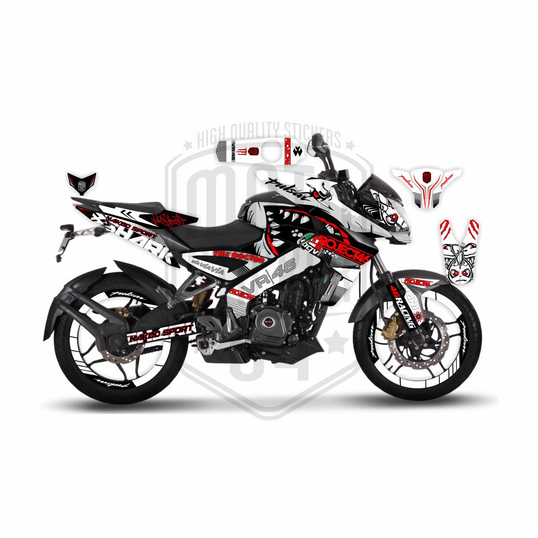 Rossi Shark Graphic Kit for Bajaj Pulsar NS200, High-quality Bike Wrap ...
