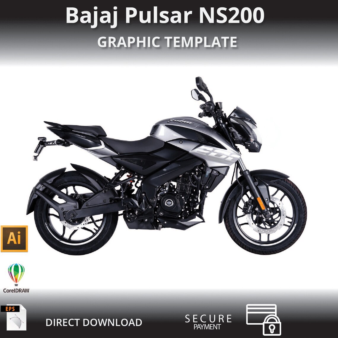 Bajaj Pulsar NS200 Motorcycle 1:1 Vector Graphic Template - Etsy