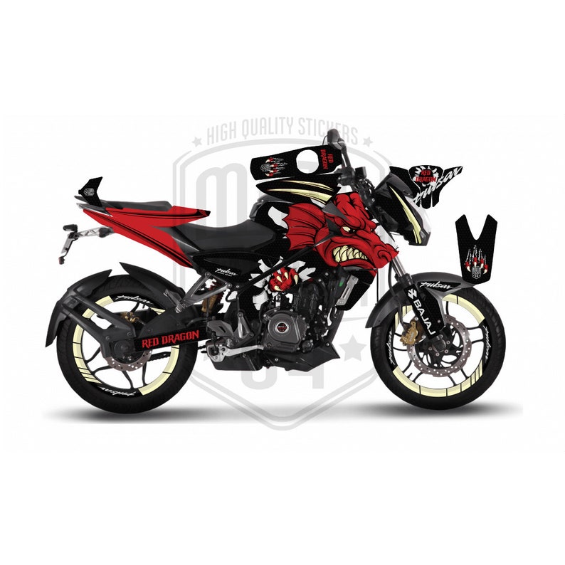 Bajaj Pulsar NS200 Dragon Theme Graphic Kit With Wheel Rim Stickers ...