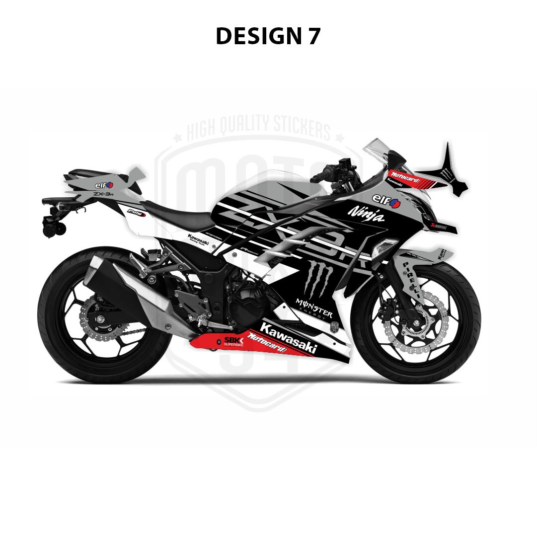 Kawasaki Ninja 300 2013-2017 WSBK Theme Graphic Decal Wrap Sticker Set ...
