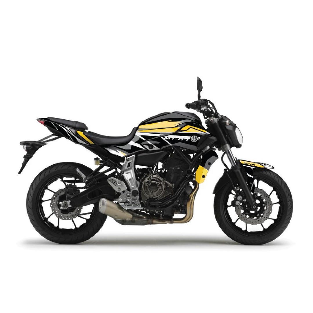 Yamaha MT07 White and Yellow Graphic Kit Fits 2014-2024 Models ...