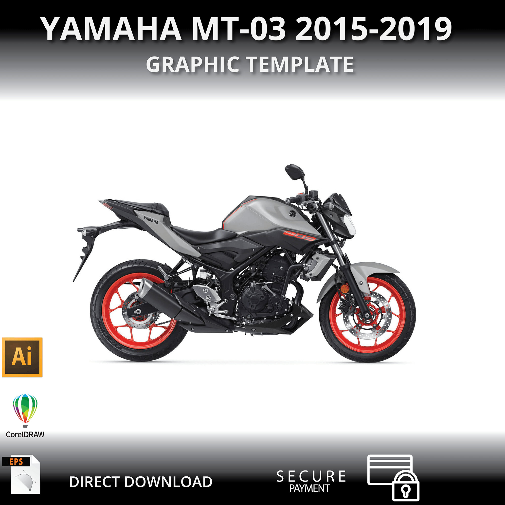 Yamaha MT-03 2015-2019 Motorcycle 1:1 Vector Graphic Template - Etsy Canada