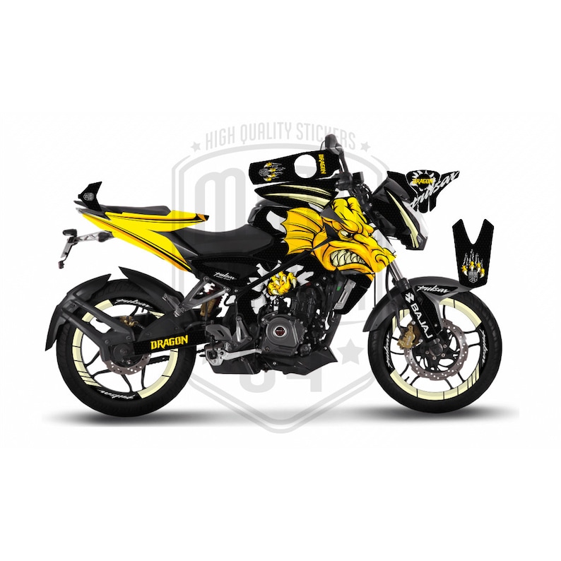 Bajaj Pulsar NS200 Dragon Theme Graphic Kit With Wheel Rim Stickers ...