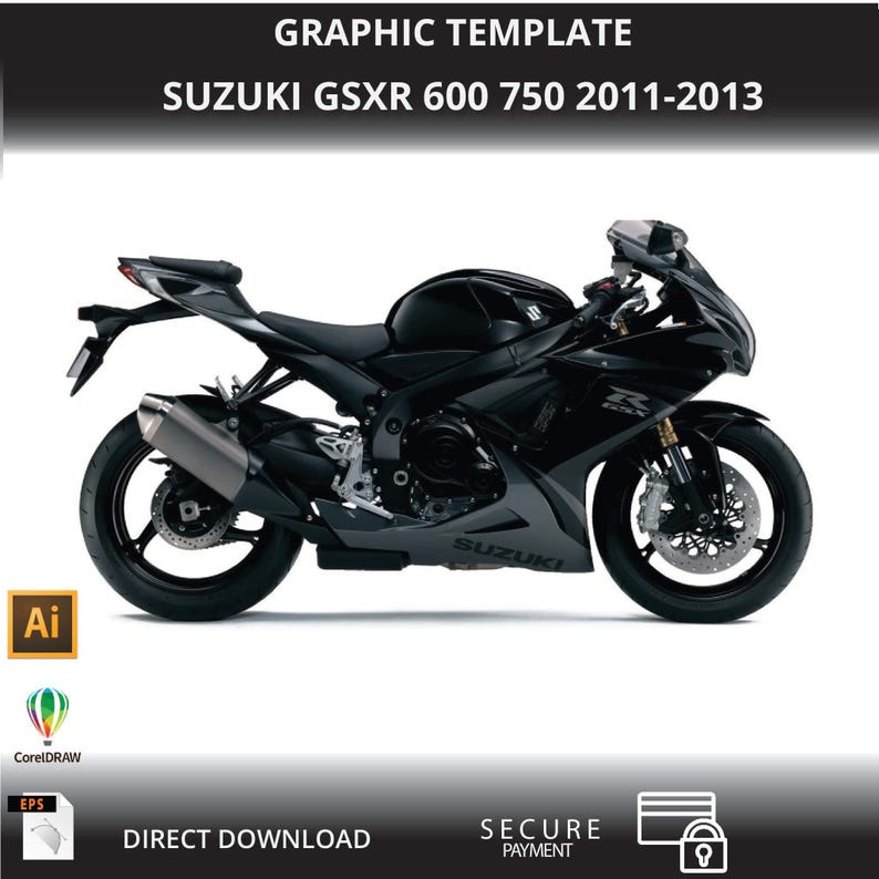 SUZUKI GSXR 600 750 2011-2013 1:1 Vector Graphic & Graphic Template - Etsy