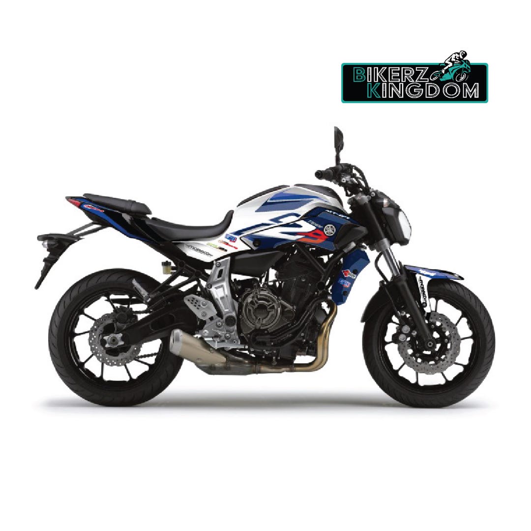 Yamaha MT07 Blue and White Race Design Graphic Kit Fits 2014-2024 ...