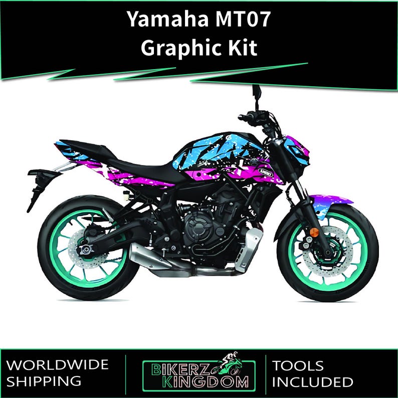 Yamaha MT07 Graphic Kit Fits 2014-2024 Models Paint Splash Pink Blue ...