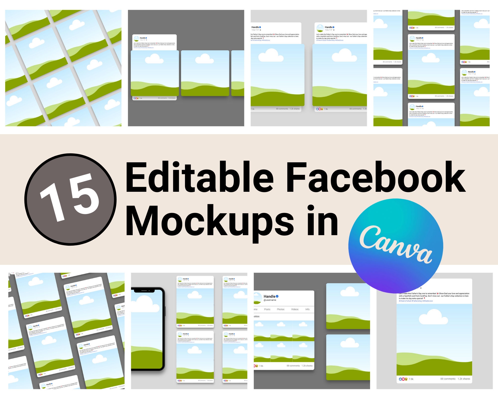15 Editable Facebook Mockup, Canva Templates, Social Media Mockup ...
