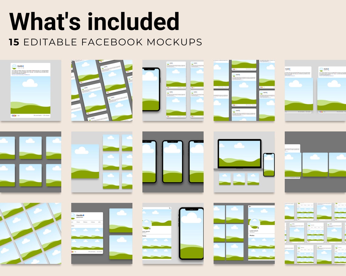 15 Editable Facebook Mockup, Canva Templates, Social Media Mockup ...