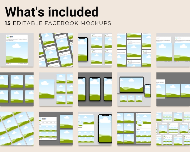 15 Editable Facebook Mockup, Canva Templates, Social Media Mockup ...