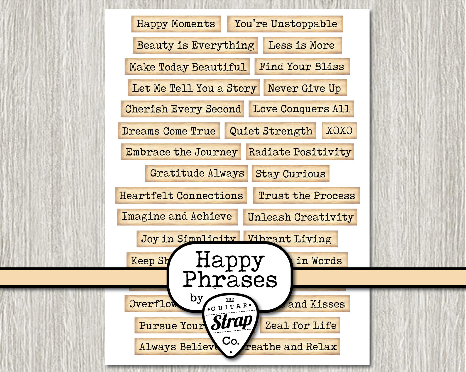 Happy Phrases, Digital Words, Embellishments for Junk Journals ...