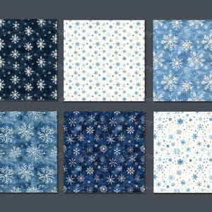Simple Snowflakes Blue White Winter Seamless Watercolor Pattern ...