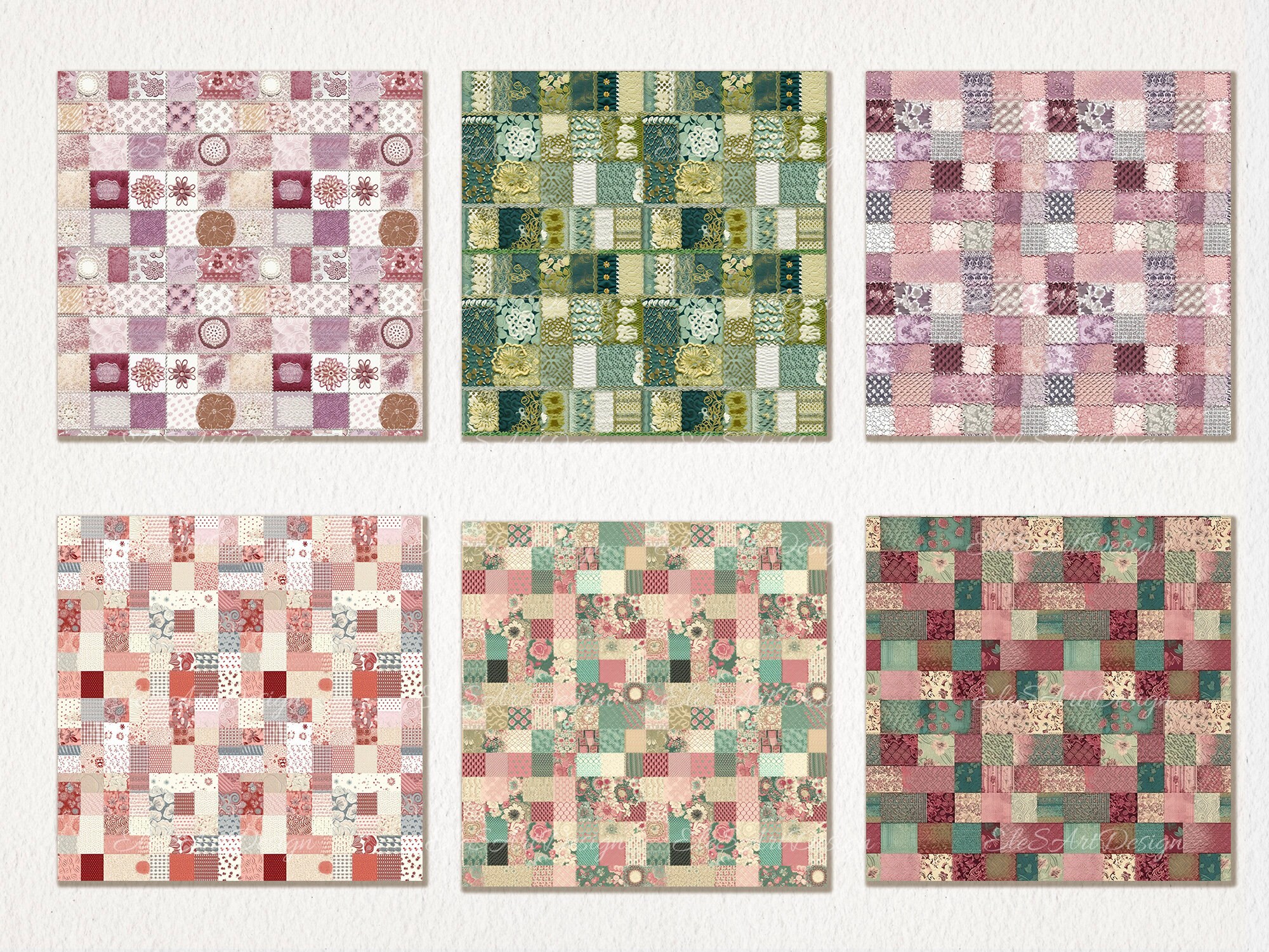 Patchwork Seamless Pattern Paper Pages. Commercial Use. Crafting, Scrapbook, Junk Journal. 21 ...