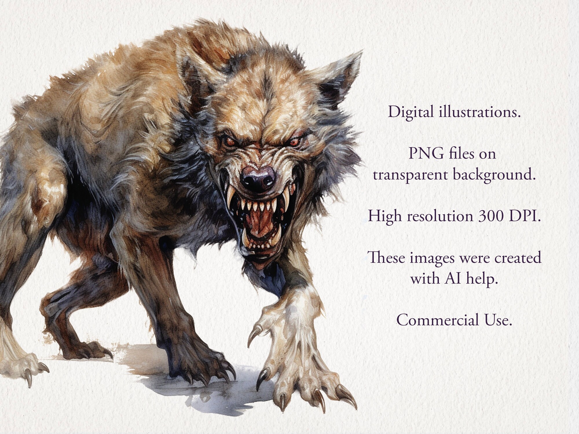 Creepy Spooky Halloween Watercolor Clipart PNG Bundle. - Etsy