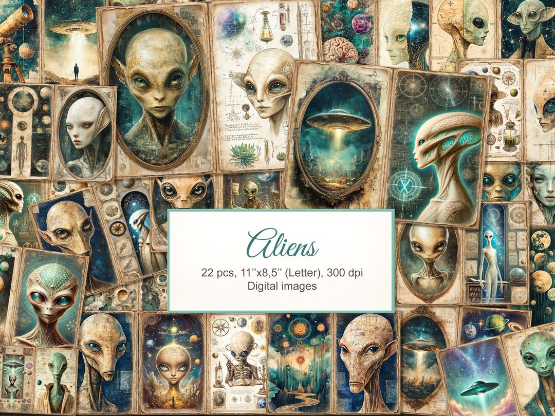 Aliens Fantasy Junk Journal. Printable Pages. Digital Download. 22 PACK ...
