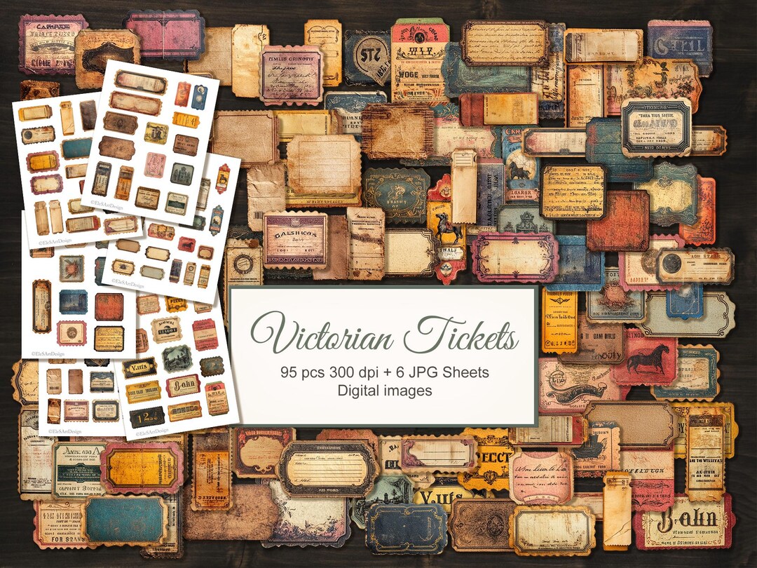 95 PNG Victorian Tickets. Vintage Frames Labels Tags for Junk Journal ...