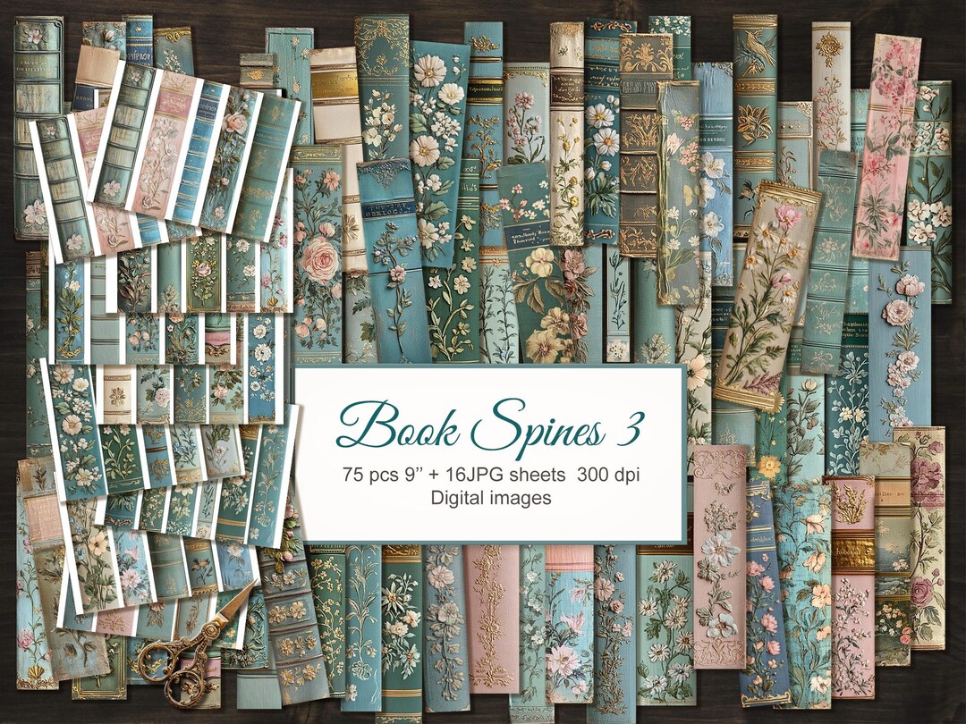 Vintage Victorian Book Spines for Junk Journal. Digital Download. 75 ...