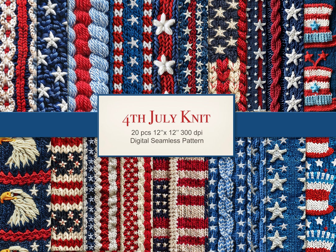Patriotic Fourth of July Seamless Pattern. Knitted Fabric Texture ...
