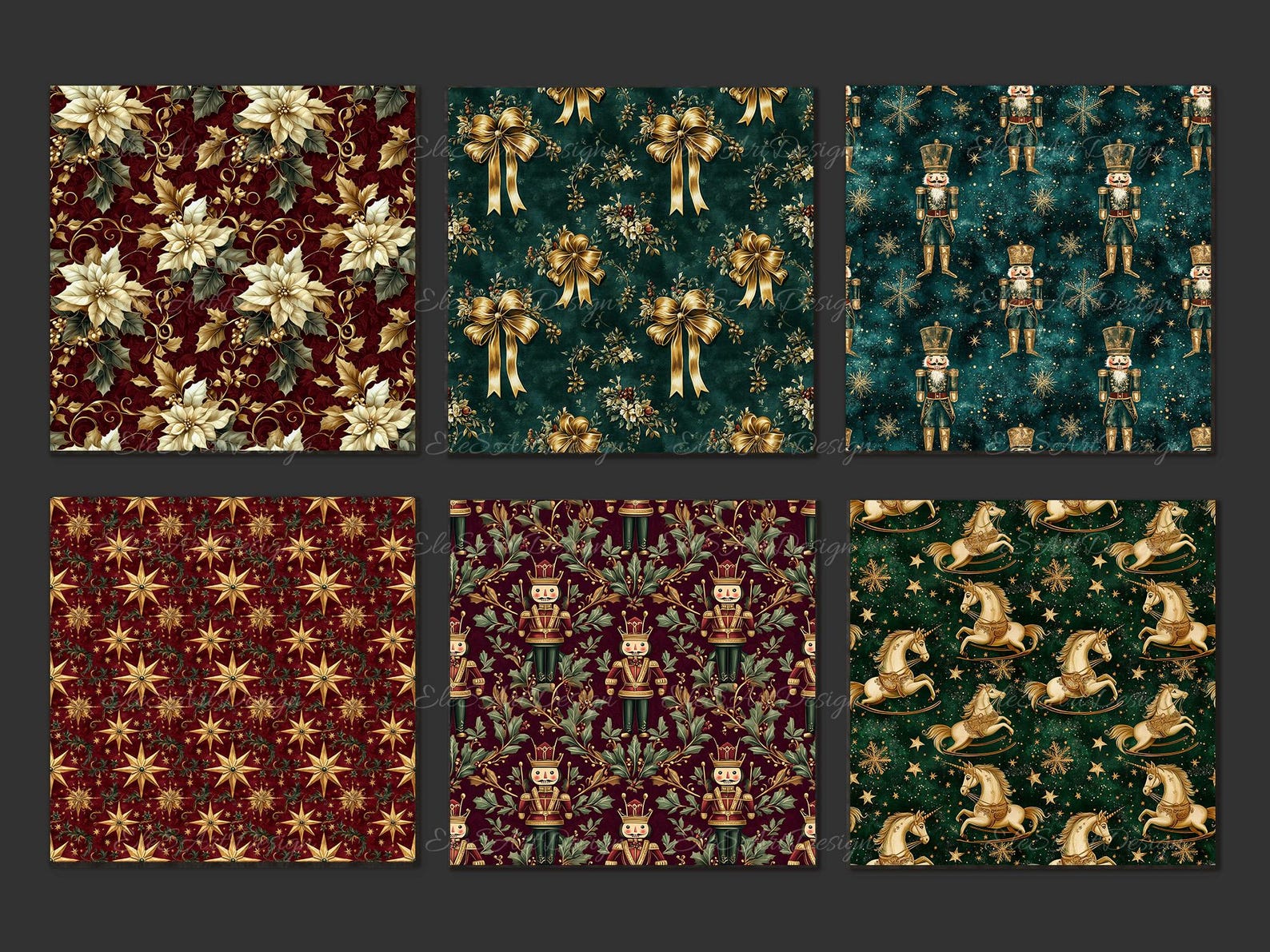 Victorian Christmas Seamless Pattern. Digital Craft Paper Bundle ...