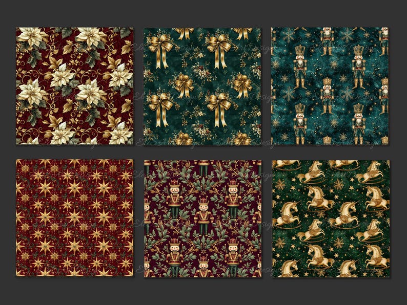 Victorian Christmas Seamless Pattern. Digital Craft Paper Bundle ...