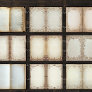 Open Empty Junk Journal Pages. Vintage Blank Papers With Frames Copy ...