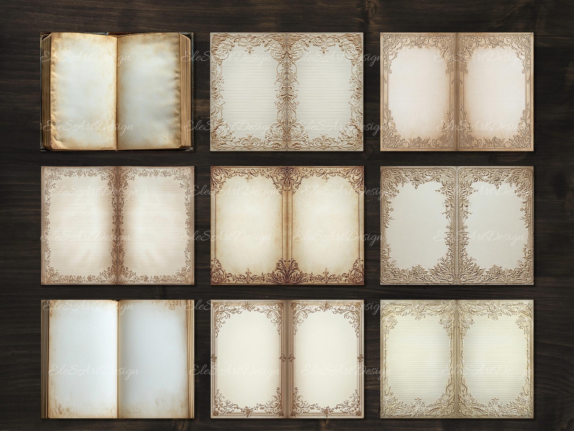 Open Empty Junk Journal Pages. Vintage Blank Papers With Frames Copy ...