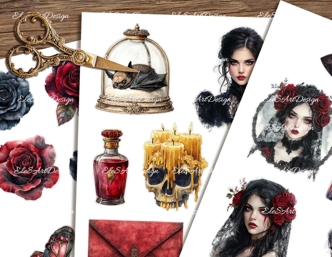 Vampire Grimoire Junk Journal Kit. Gothic Fussy Cuts, Ephemera, Pages ...