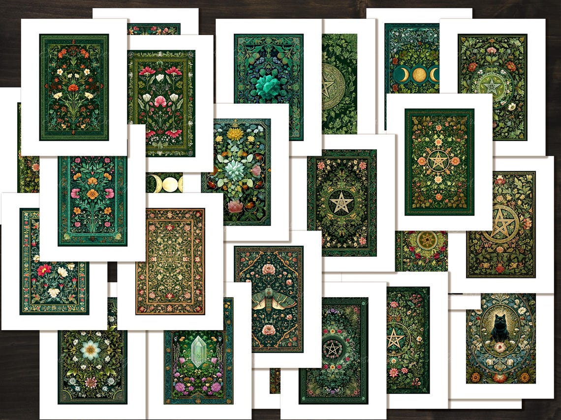 Wiccan Floral Book Covers Spines for Junk Journal. Digital Download - Etsy