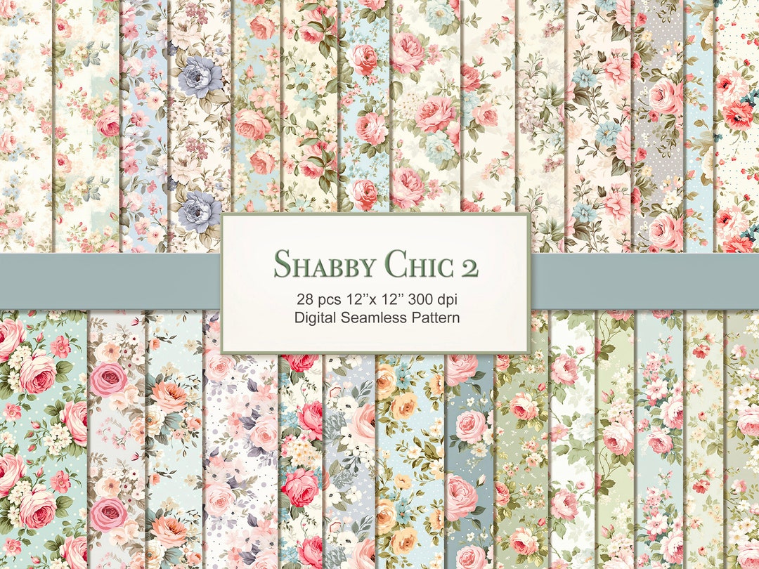 Shabby Chic 2 Seamless Pattern Paper Pages. Vintage Floral Fabric ...