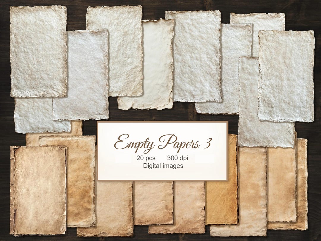 20 PNG Empty Sheets of Paper. Vintage Old Paper for Junk Journal ...
