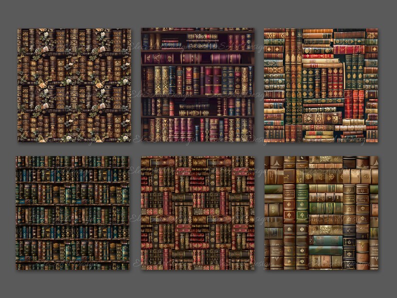 Dark Library Vintage Books Seamless Pattern Texture. Digital Paper ...
