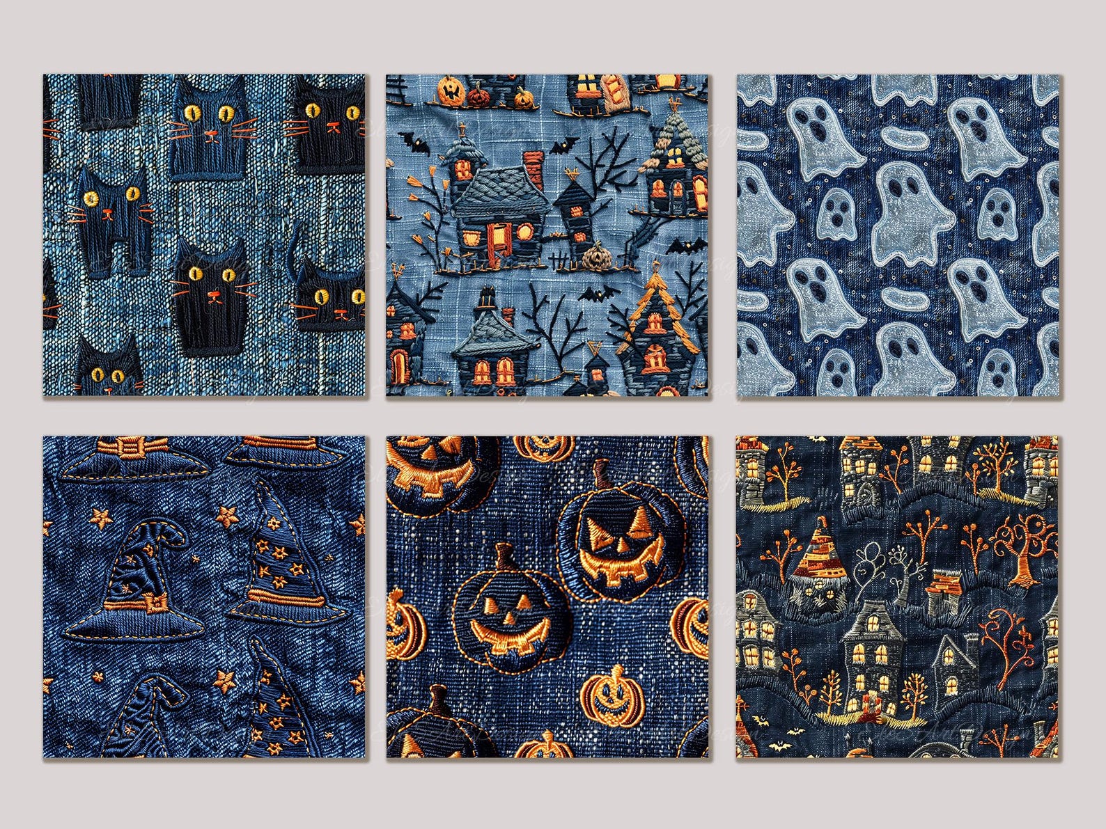 Halloween Jeans Denim Seamless Pattern Paper Pages. Commercial Use ...