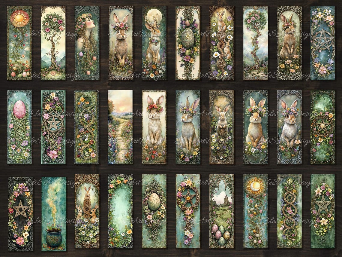Ostara Printable Bookmarks. Wicca Wiccan Pagan Celtic Magic. Ephemera ...