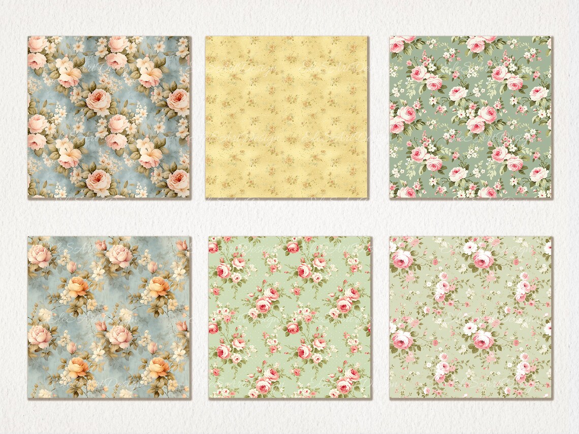 Shabby Chic Seamless Pattern Paper Pages. Vintage Fabric. Commercial ...
