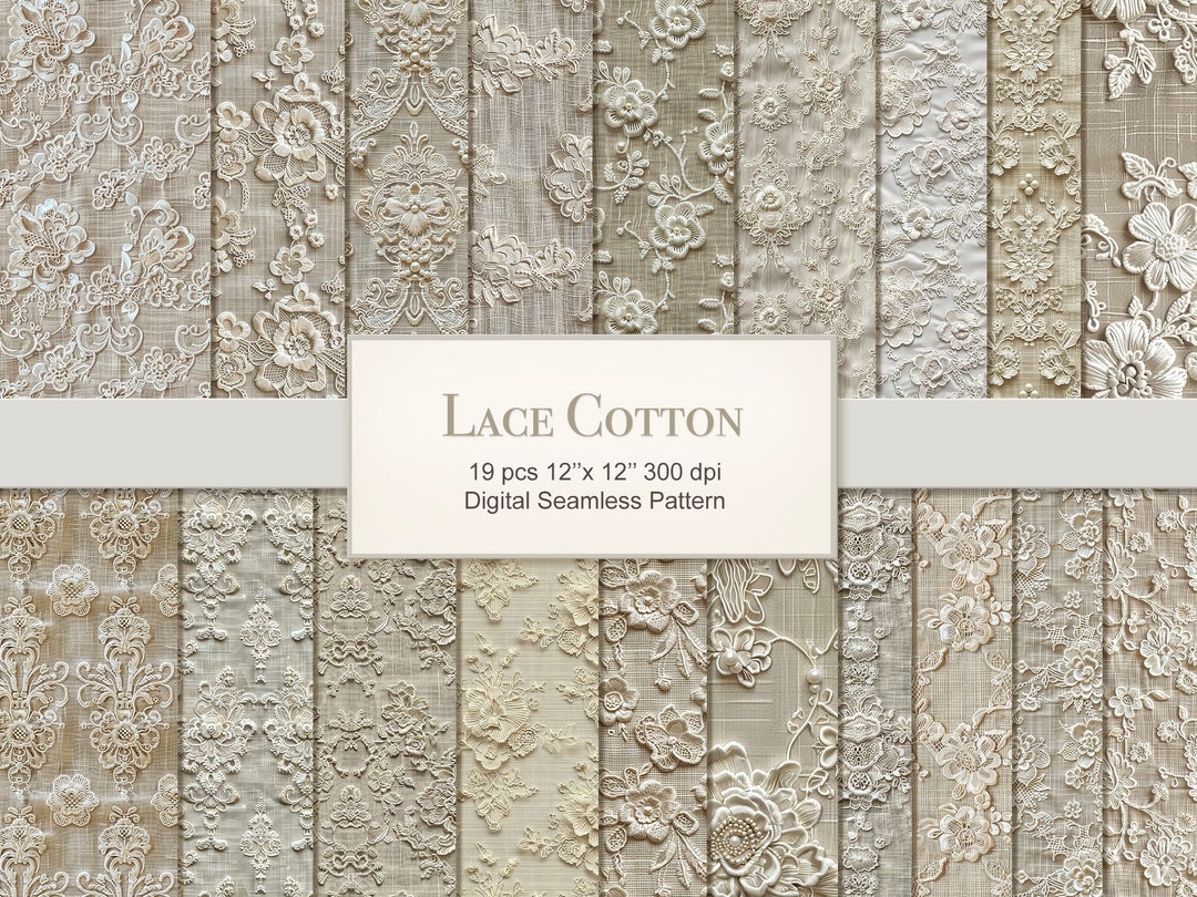 Lace Cotton Linen Embroidered Seamless Pattern. Fabric Texture Digital ...